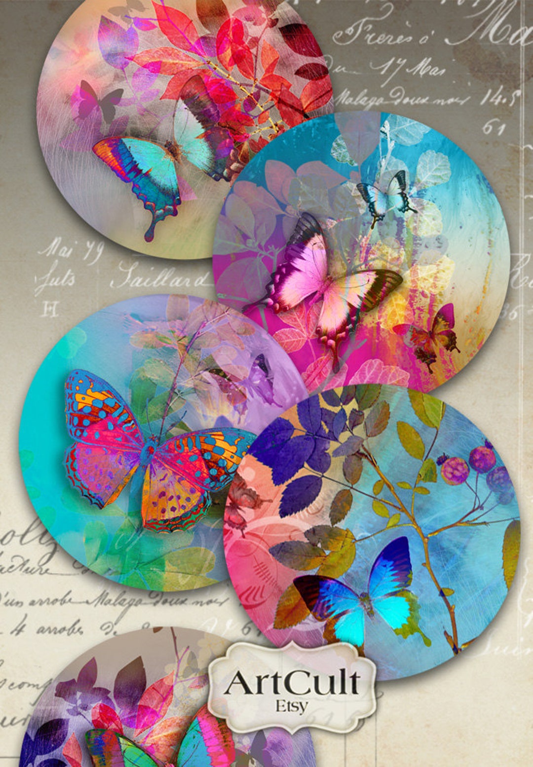 Printable Digital Collage Sheet MAGIC TOUCH 2.5 Inch Size Circle Images ...