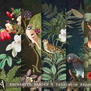 Printable Digital Papers ENCHANTED GARDEN 5 Large Sheets for - Etsy