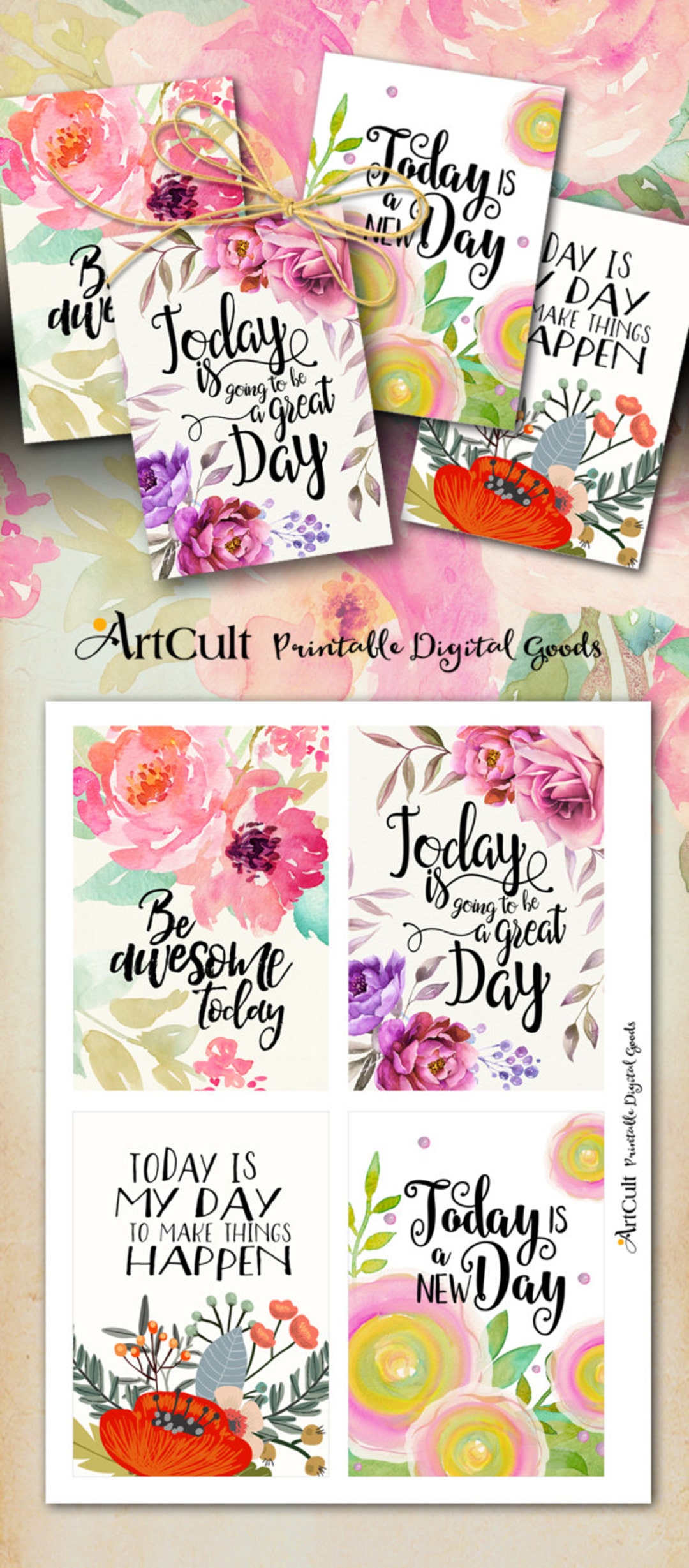 Printable MOTIVATIONAL GREETING CARDS No.4 Digital Download 3.5x5 Size ...