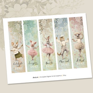 Printable Bookmarks, Digital Download JUST DANCE Cute Animals, for ...