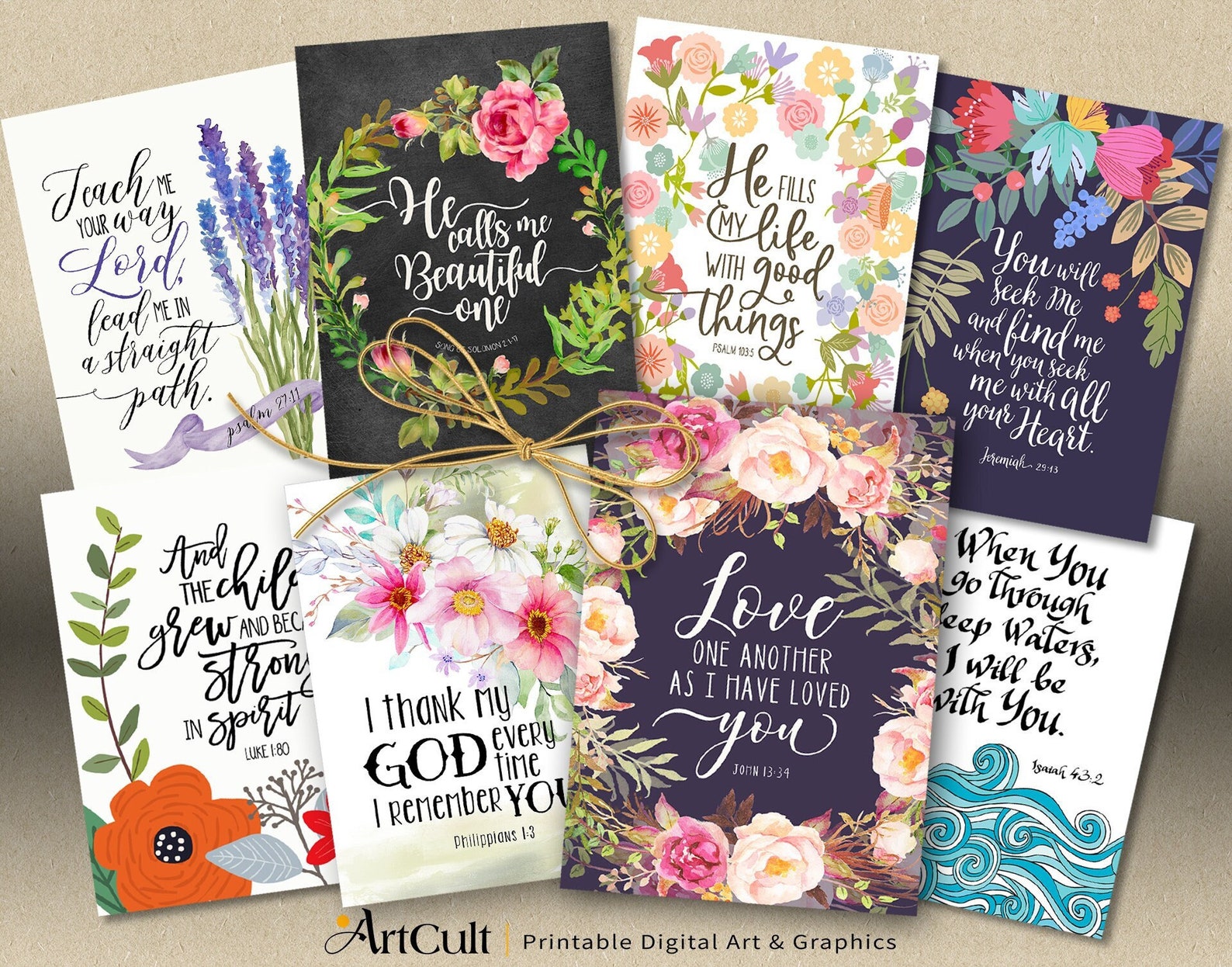 Printable BIBLE VERSES TAGS Scripture Art Eight - Etsy