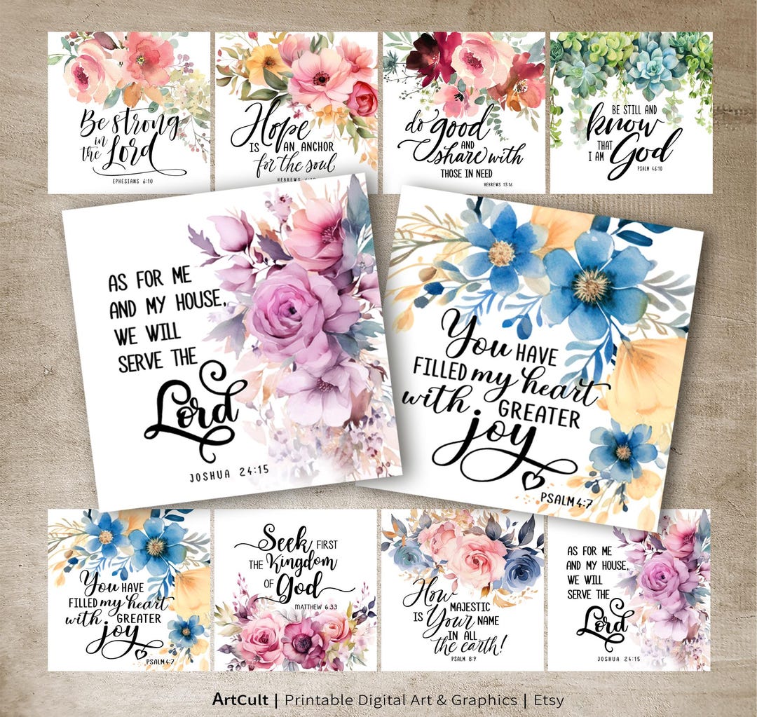 4x4 Inch Floral Bible Verses, Digital Download PNG Sublimation + JPG ...