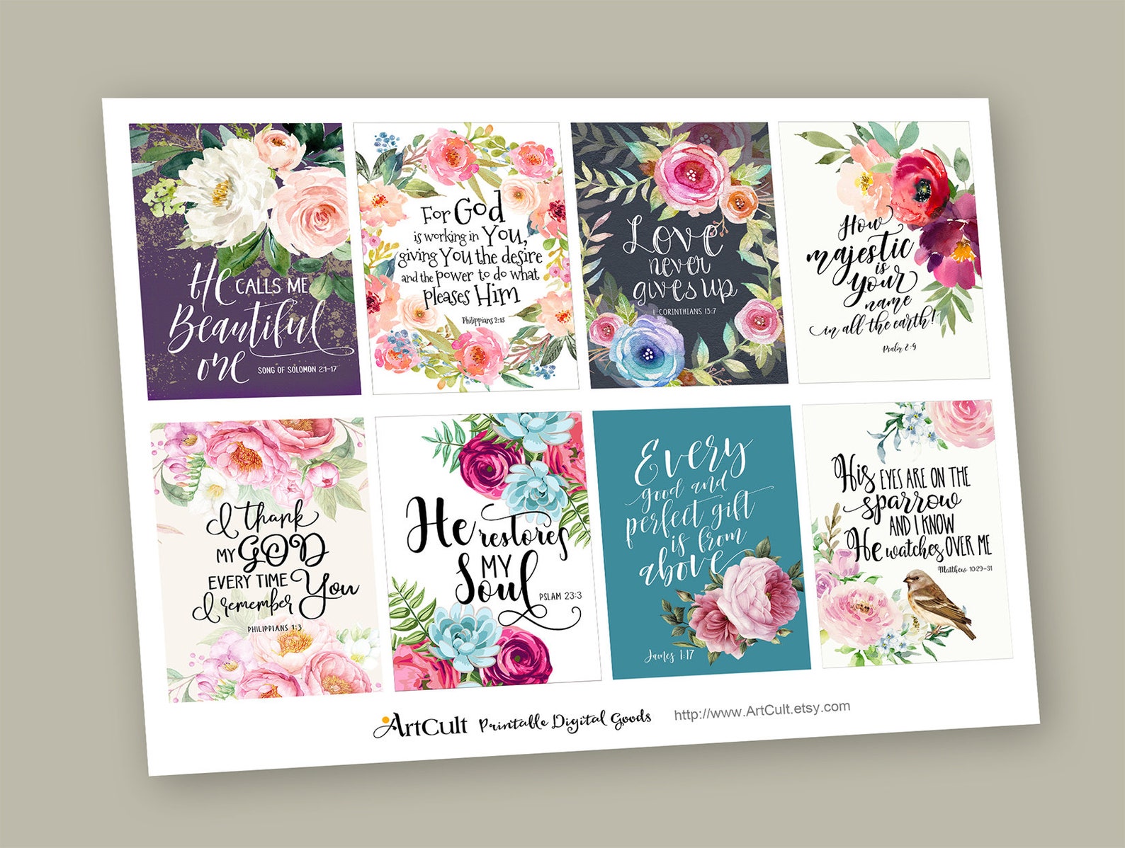 Printable BIBLE VERSES TAGS Scripture Art Eight | Etsy