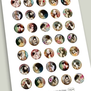 1 Inch 25mm and 1.5 Inch Round Images VINTAGE OBSESSION Digital Collage ...