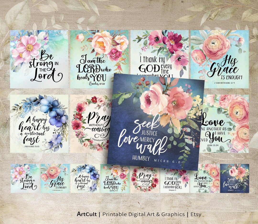 4x4" Printable Bible VERSES 8 Digital Designs for Coasters, Magnets ...