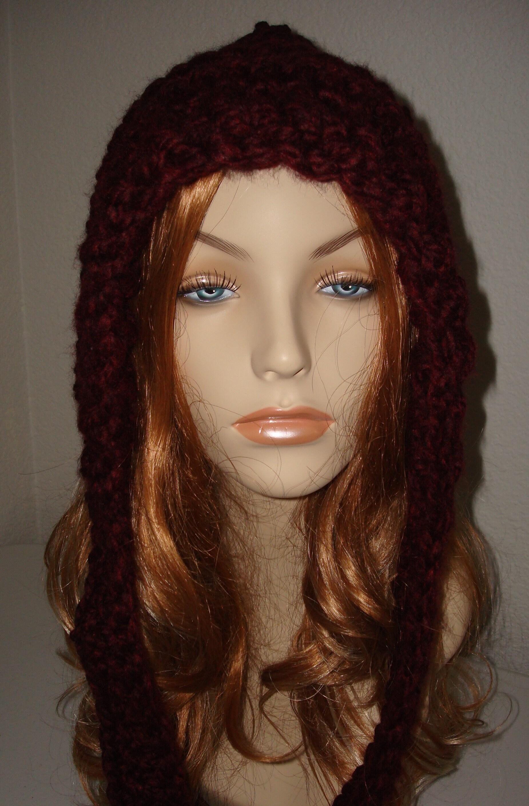 Bulky Tahreno Mountain Hood Pixie Hat-claret/elf Pixie Hat/pixie Hood ...