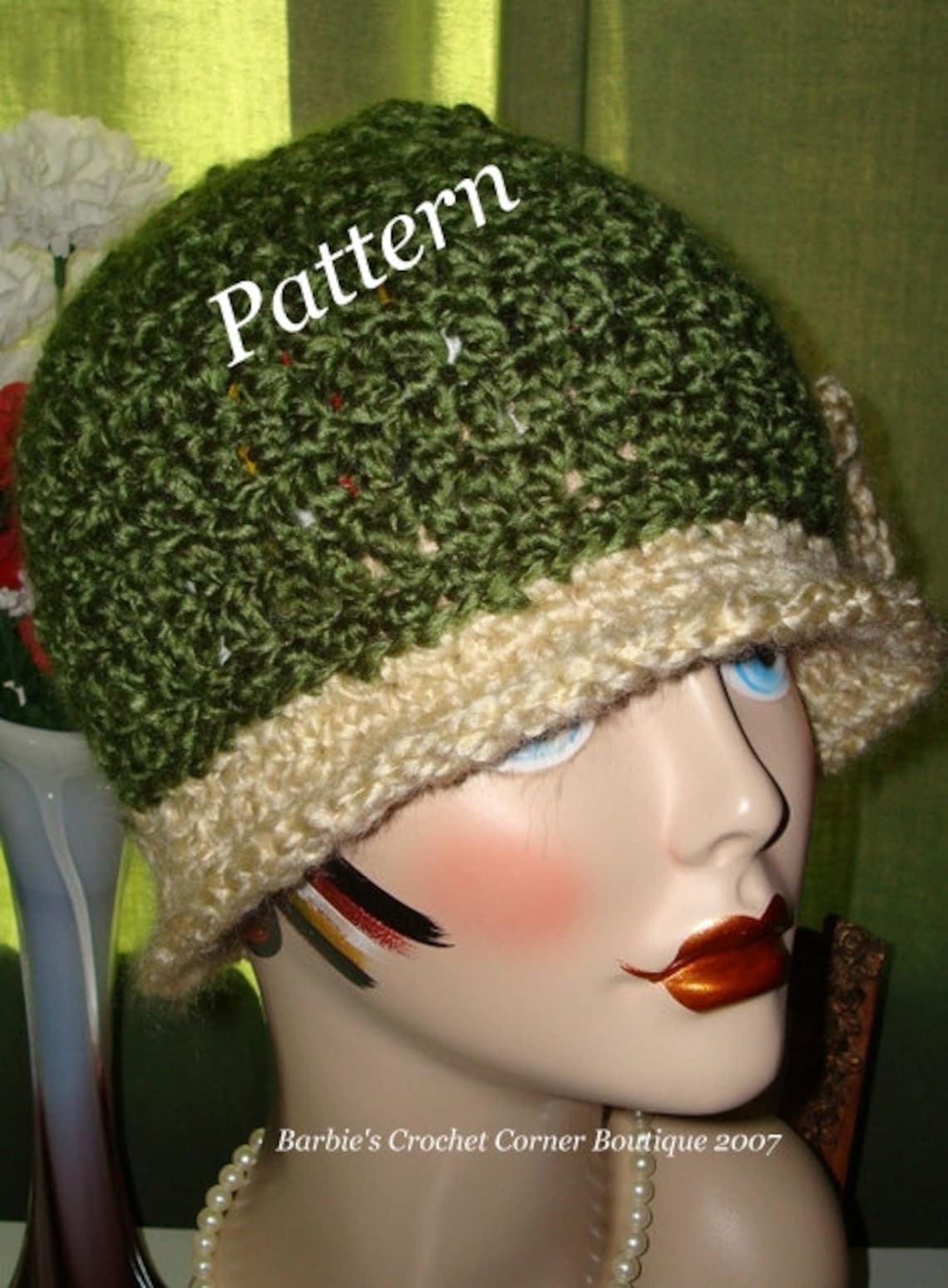 Pattern Crochet 1920's Cloche Flapper Hat With Rose Pattern(in PDF ...