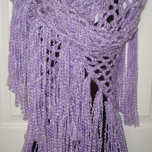 Elegant Chain Link Stitch Shawl Lavender/hand Crocheted/evening Shawl ...