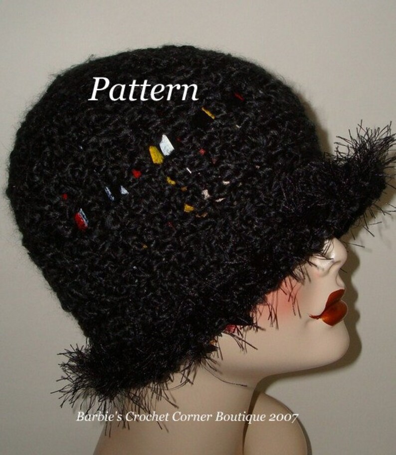 Pattern Crochet 1920's Cloche Flapper With Novelty Fur Trim Hat ...