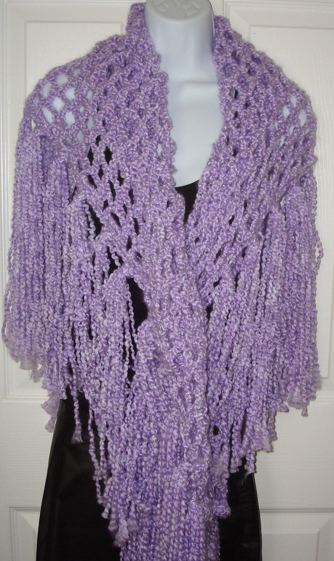 Elegant Chain Link Stitch Shawl Lavender/hand Crocheted/evening Shawl ...