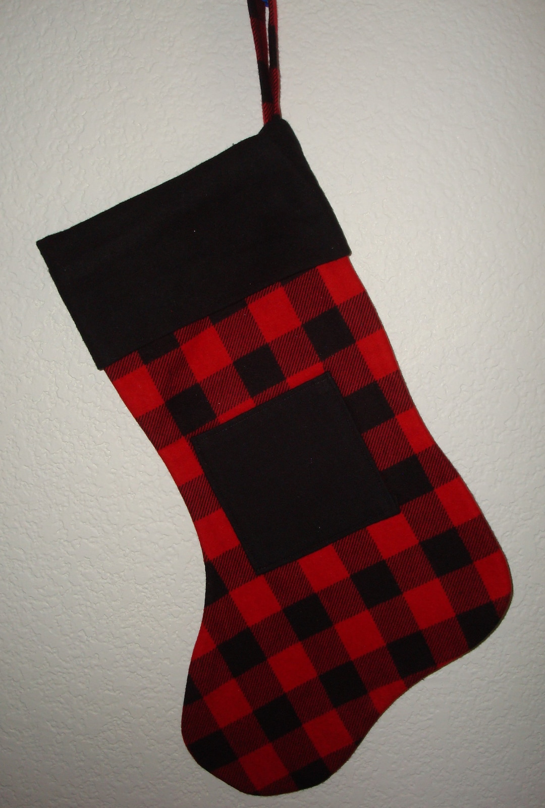 Christmas Stocking/buffalo Check With Black Cuff Flannel Stocking ...