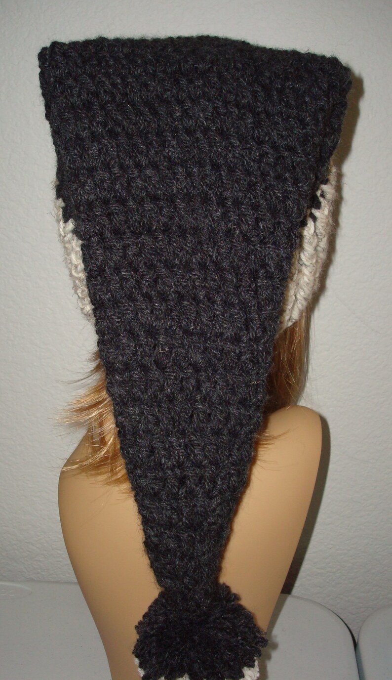 Santa Hat-stocking Cap-elf Hat Slouchy Crocheted/winter Warm/charcoal ...