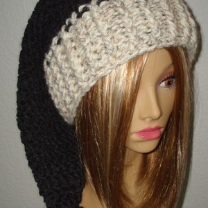 Santa Hat-stocking Cap-elf Hat Slouchy Crocheted/winter Warm/charcoal ...