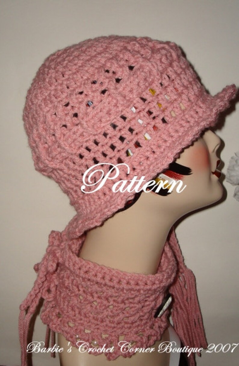 Pattern-crochet Cloche Flapper Hat Style I With Matching Neck Cuff ...