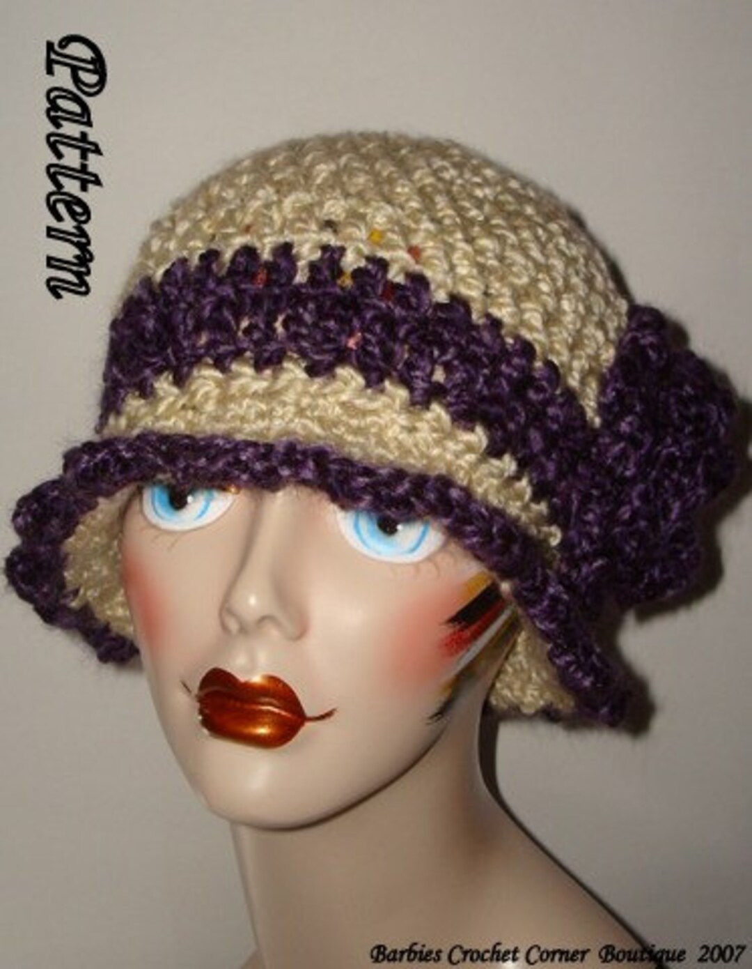 Pattern Crochet Edwardian Style Cloche Flapper Hat W/rose Flower ( Pdf ...