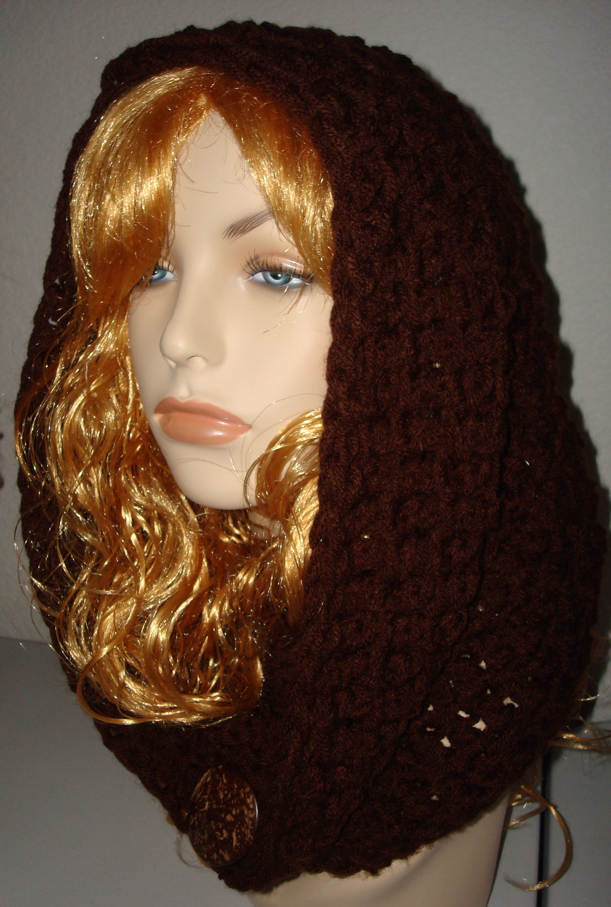 Winter Oversized Chunky Fashion Infinity Cowl With Button Accent/hand ...