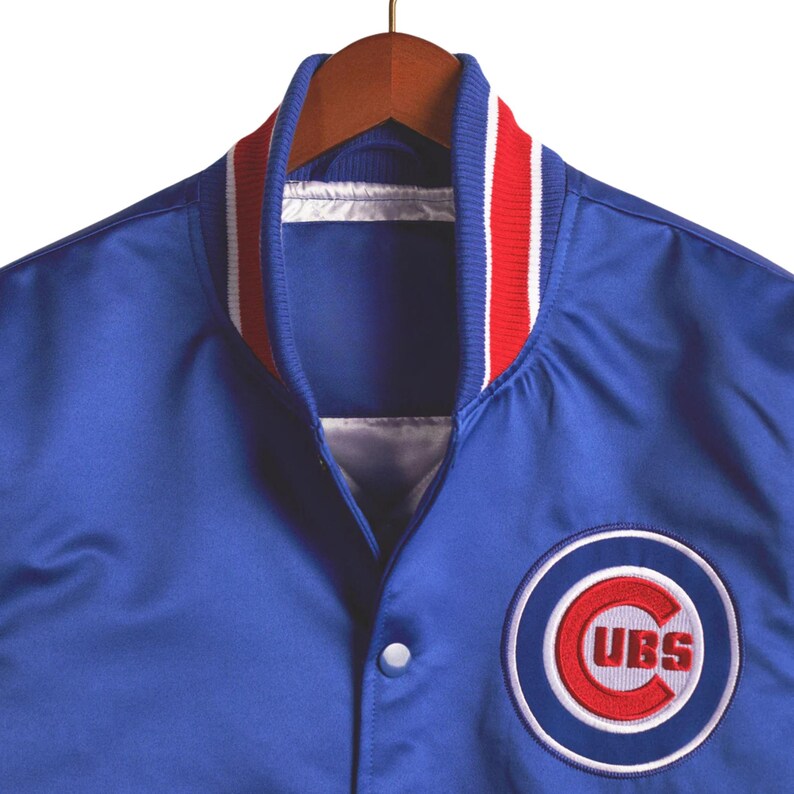 Chicago Cubs Satin Jacket, Varsity Bomber, Royal Blue Satin Baseball ...