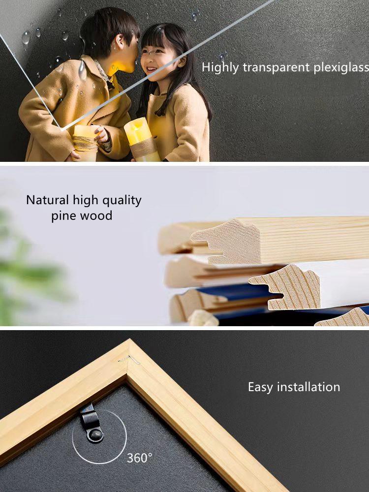 16 Pieces Wood Wall Mount Photo Frame Set, Picture Frame Set, Home ...