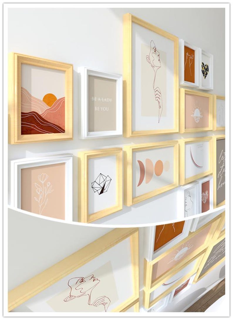 20 Pieces Wood Wall Mount Photo Frame Set, Home Décor, Wall Decoration ...