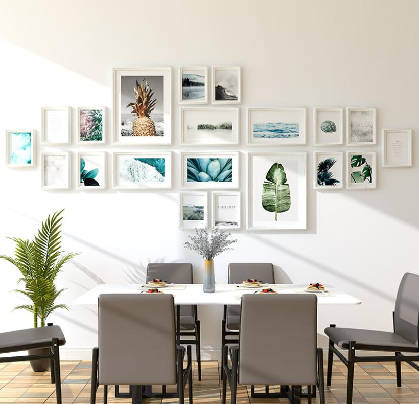 20 Pieces Wood Wall Mount Photo Frame Set, Home Décor, Wall Decoration ...