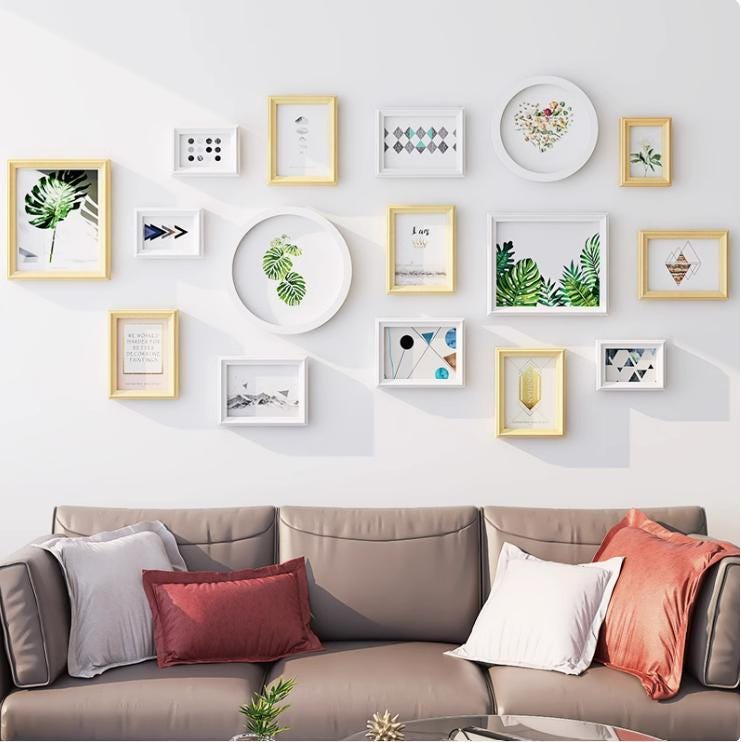 16 Pieces Wood Wall Mount Photo Frame Set, Picture Frame Set, Home ...