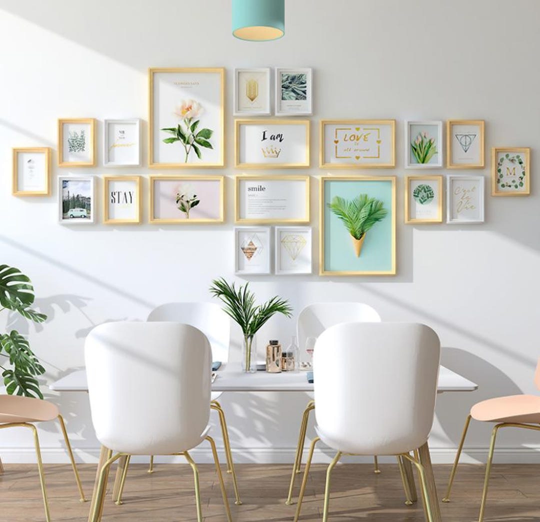 20 Pieces Wood Wall Mount Photo Frame Set, Home Décor, Wall Decoration ...