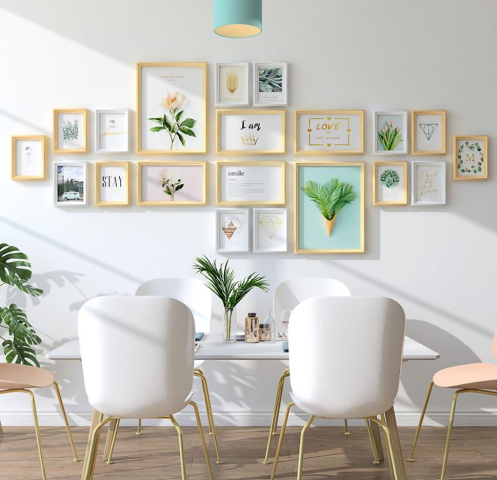 20 Pieces Wood Wall Mount Photo Frame Set, Home Décor, Wall Decoration ...