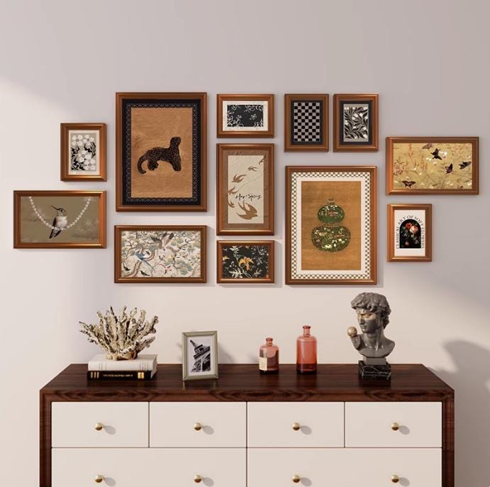 12 Pieces Wood Wall Mount Photo Frame Set, Home Décor, Wall Decoration ...