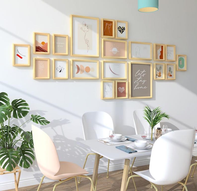 20 Pieces Wood Wall Mount Photo Frame Set, Home Décor, Wall Decoration ...