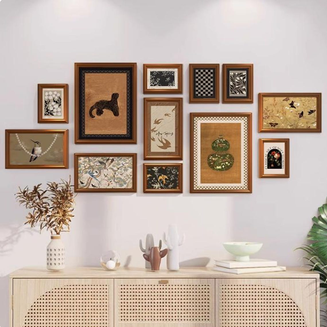 12 Pieces Wood Wall Mount Photo Frame Set, Home Décor, Wall Decoration ...