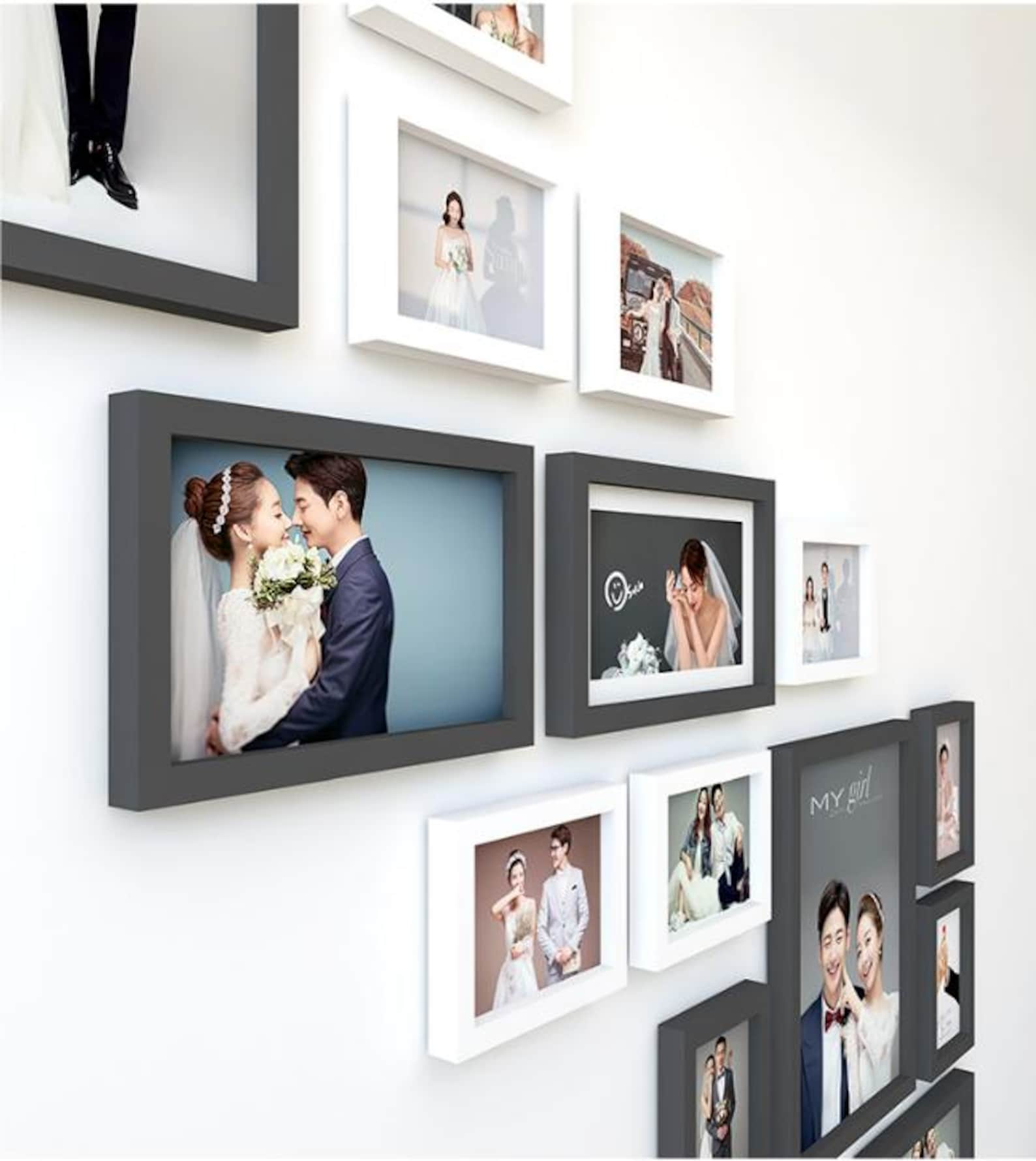 20 Pieces Wood Wall Mount Photo Frame Set, Staircase Picture Frame Set ...
