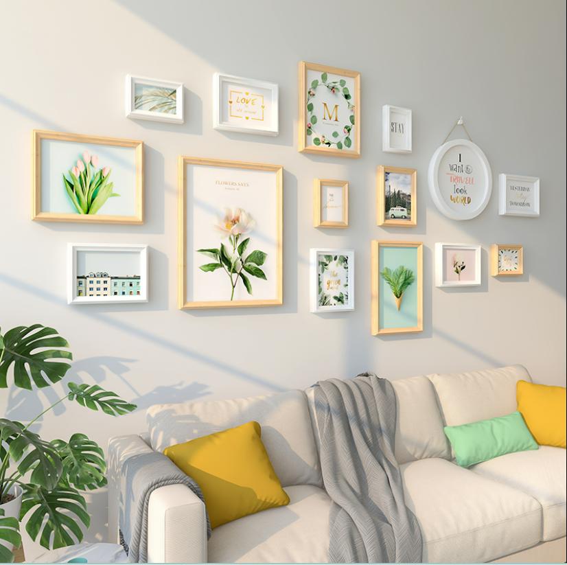 15 Pieces Wood Wall Mount Photo Frame Set, Home Décor, Wall Decoration ...