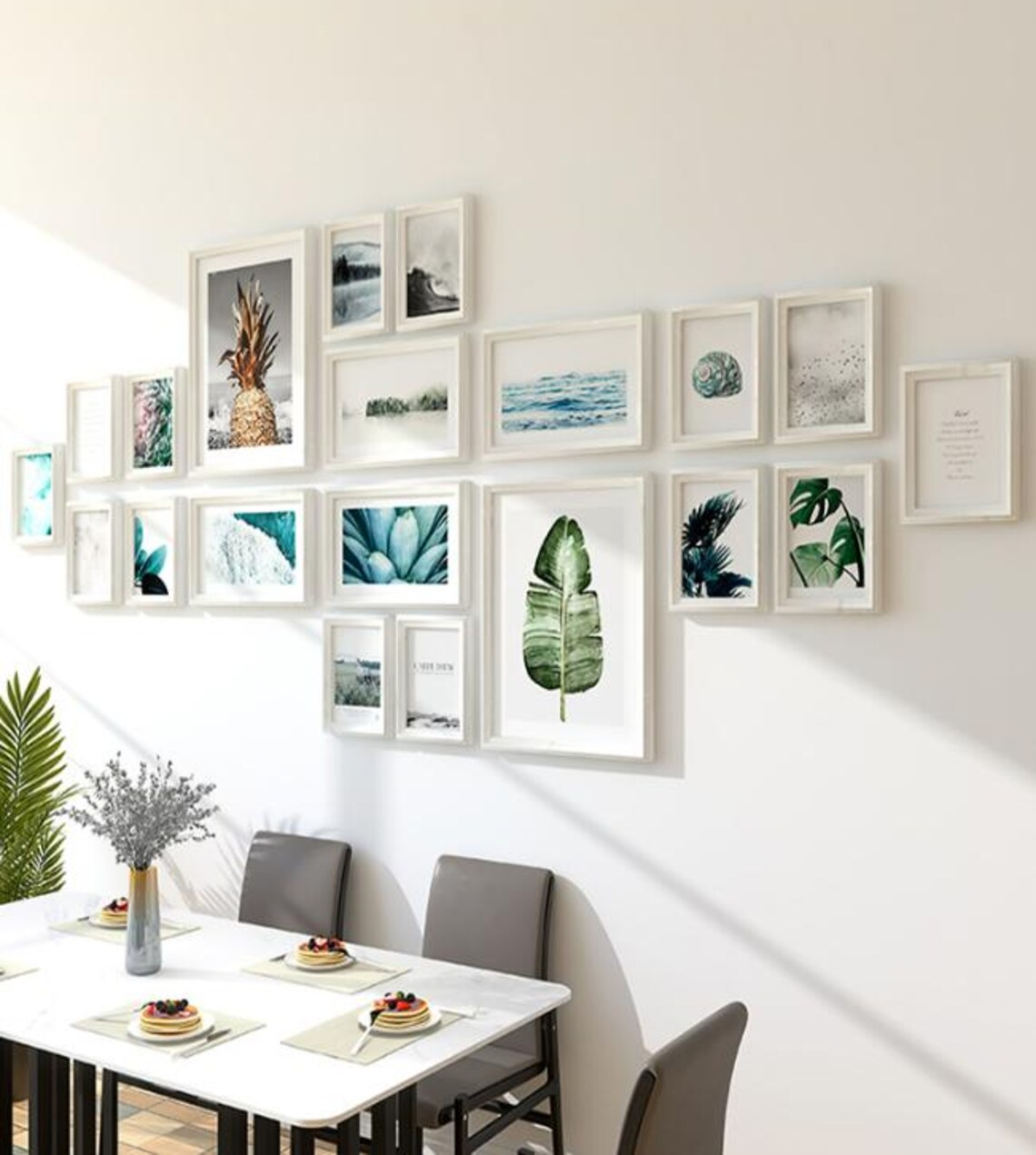 20 Pieces Wood Wall Mount Photo Frame Set, Home Décor, Wall Decoration ...