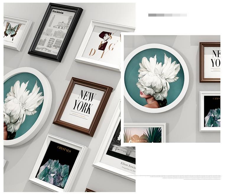 16 Pieces Wood Wall Mount Photo Frame Set, Picture Frame Set, Home ...