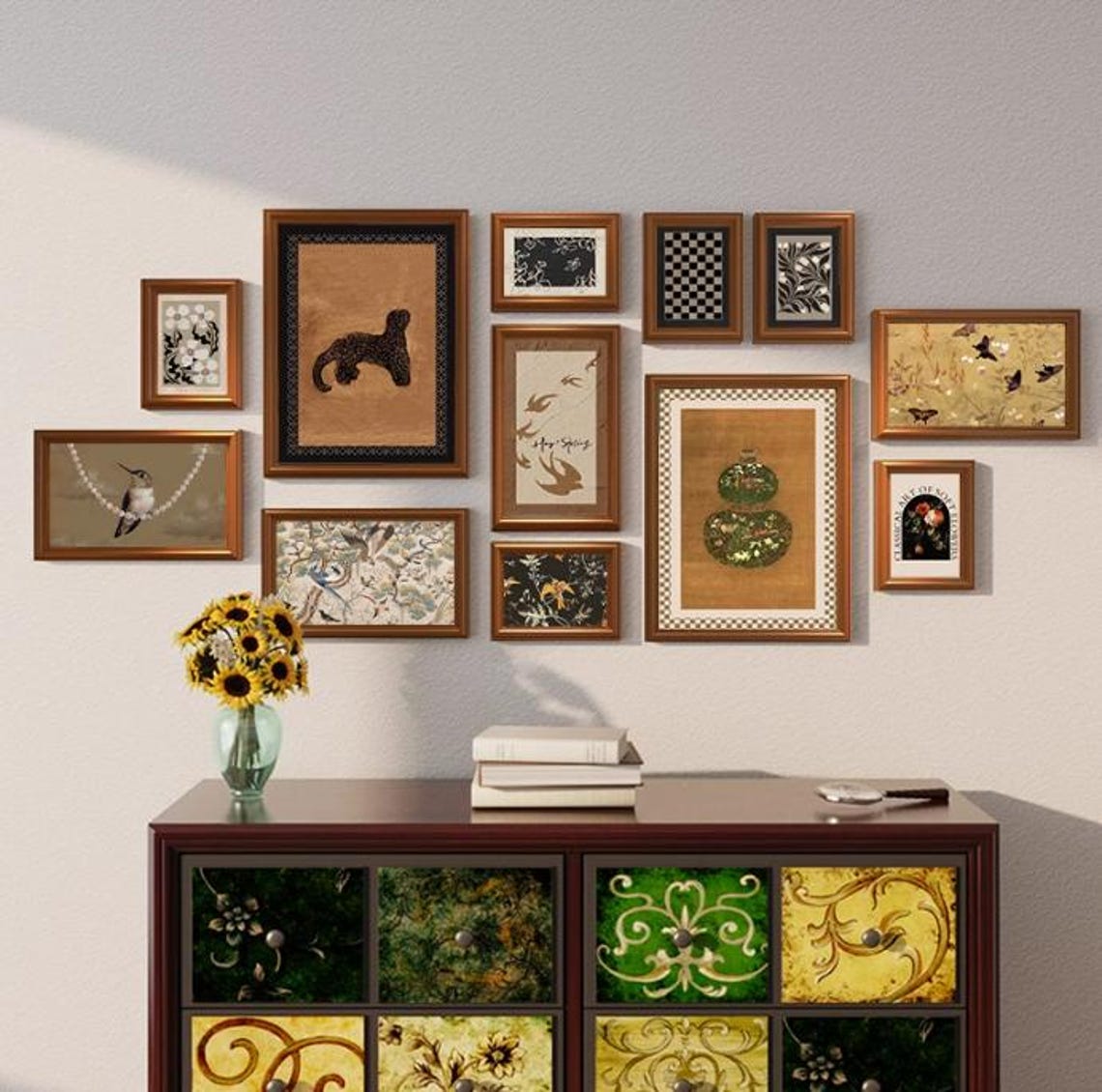 12 Pieces Wood Wall Mount Photo Frame Set, Home Décor, Wall Decoration ...