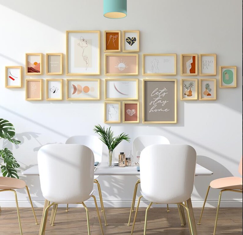 20 Pieces Wood Wall Mount Photo Frame Set, Home Décor, Wall Decoration ...