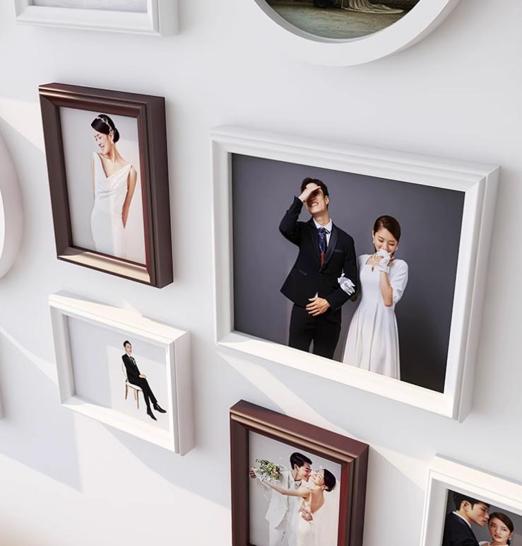 16 Pieces Wood Wall Mount Photo Frame Set, Picture Frame Set, Home ...