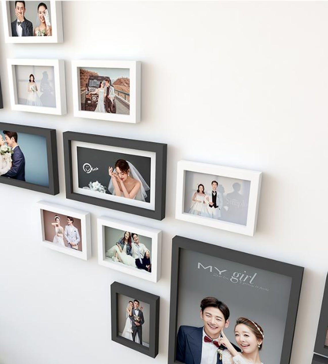 20 Pieces Wood Wall Mount Photo Frame Set, Staircase Picture Frame Set ...