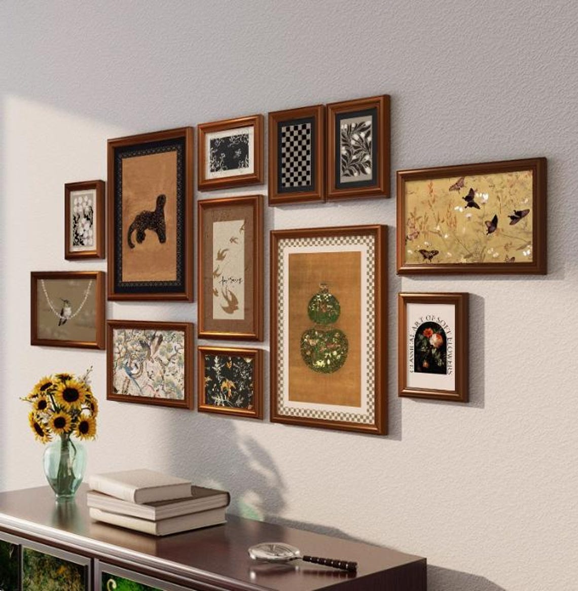 12 Pieces Wood Wall Mount Photo Frame Set, Home Décor, Wall Decoration ...