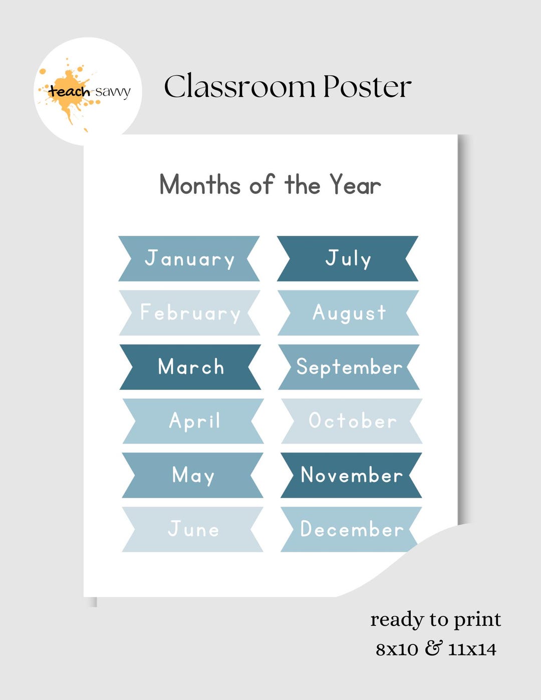 Classroom Poster | Months of the Year Poster | Classroom Decor - Etsy ...