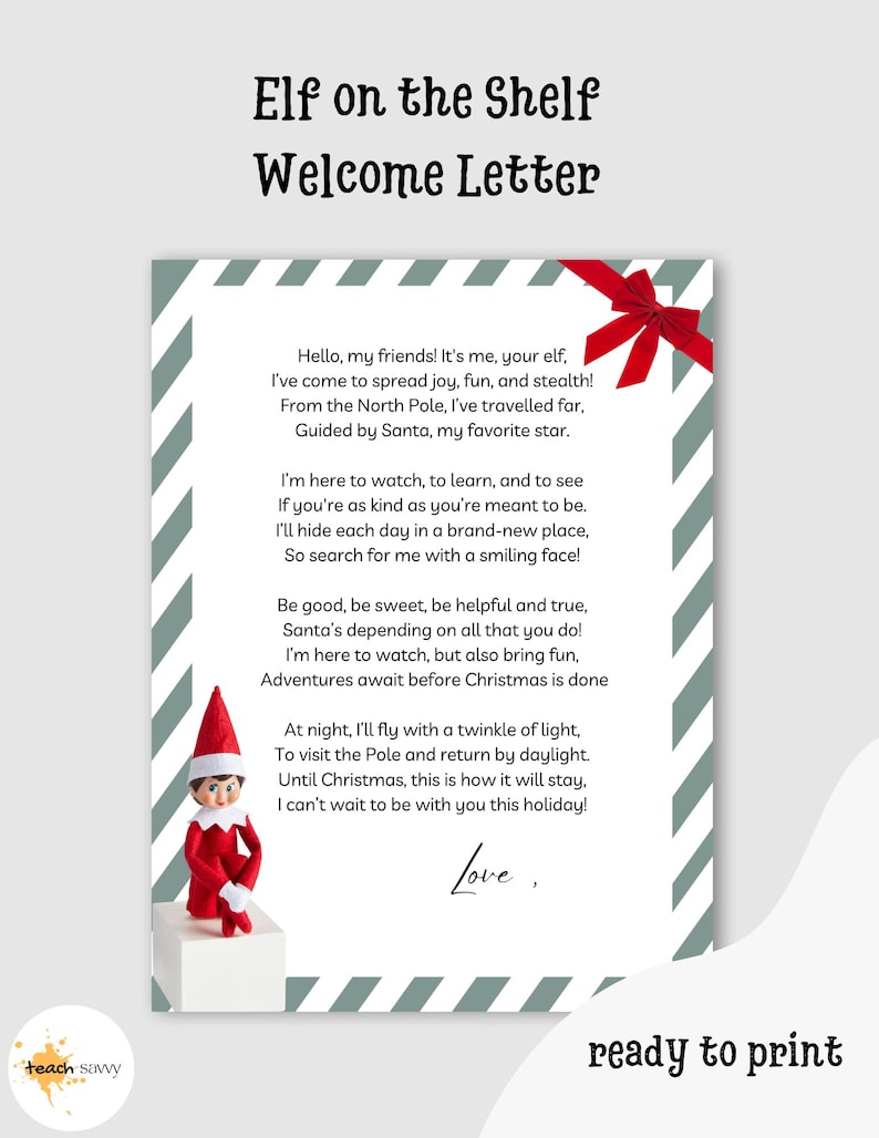 Elf on the Shelf Welcome Letter - Etsy