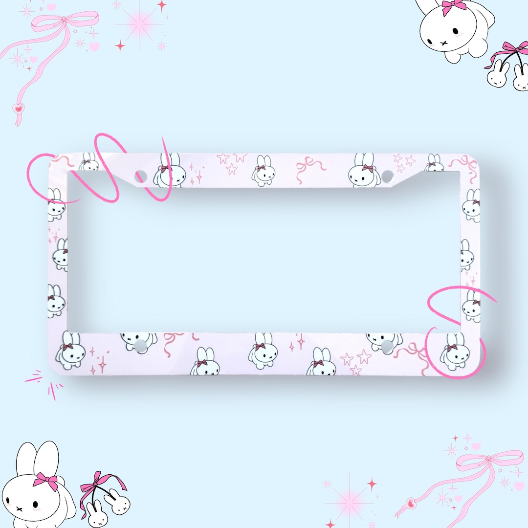 Pink Bunny License Plate Frame - Etsy