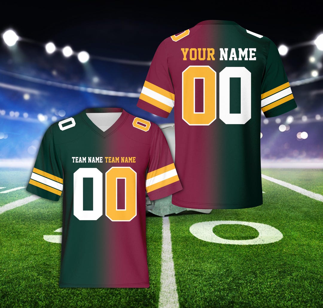 Personalized Two Football Team Jersey, Custom Split Gradient Football ...