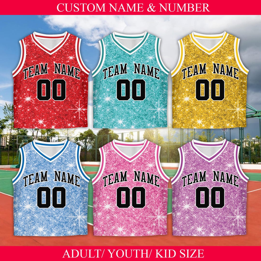 Custom Fraud Glitter Name & Number Basketball Jersey, Personalized ...
