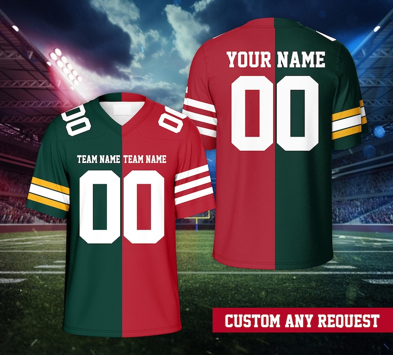 Personalized Two Football Team Jersey, Custom Split Football Jersey ...