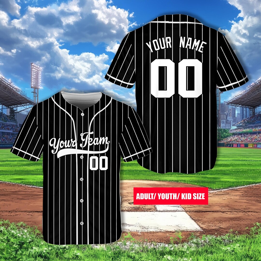 Personalized Color Stripe Line Baseball Jersey, Custom Name Kids ...