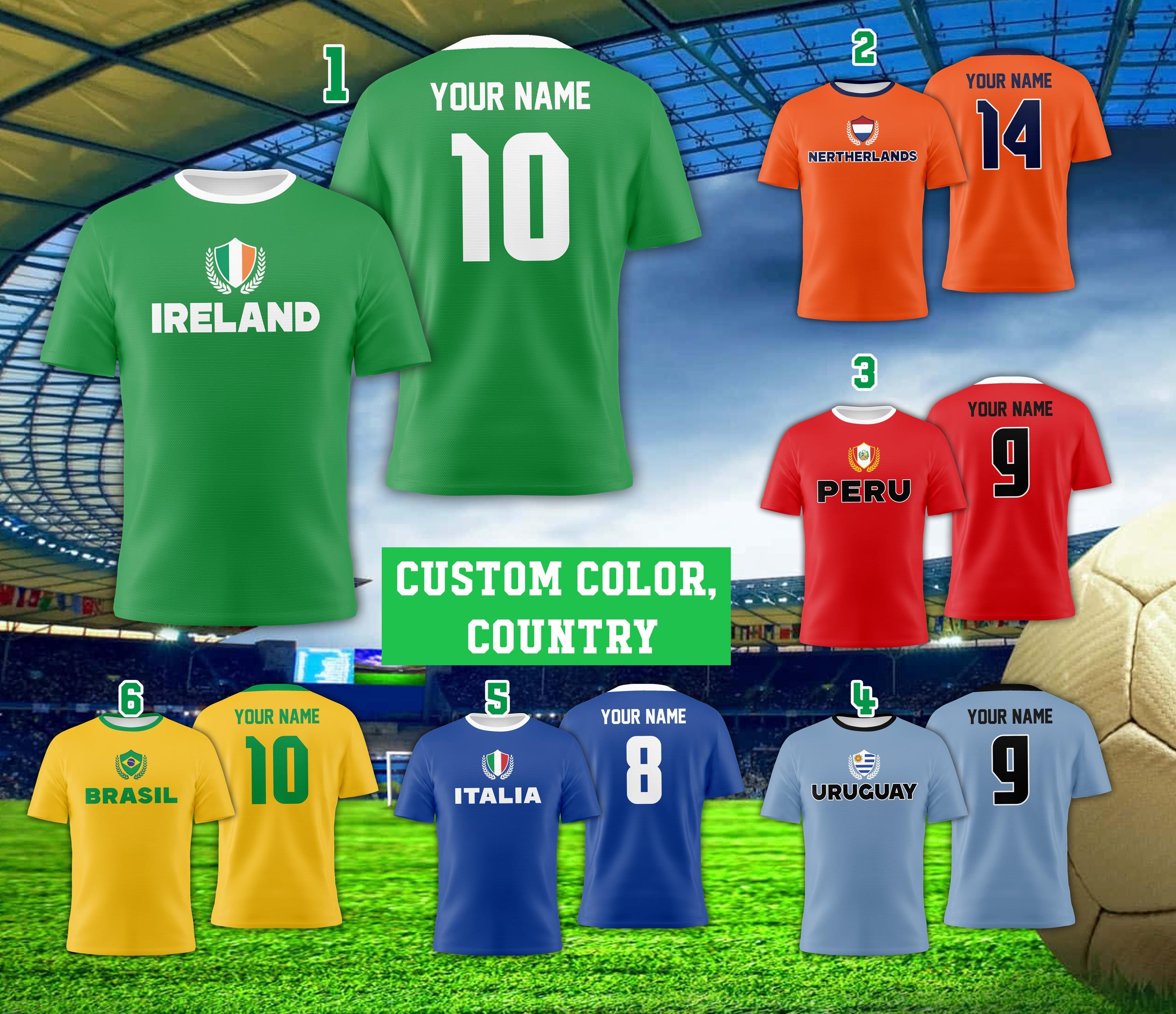 Custom National Team Jersey All Over Print Shirt, Personalized Kids ...