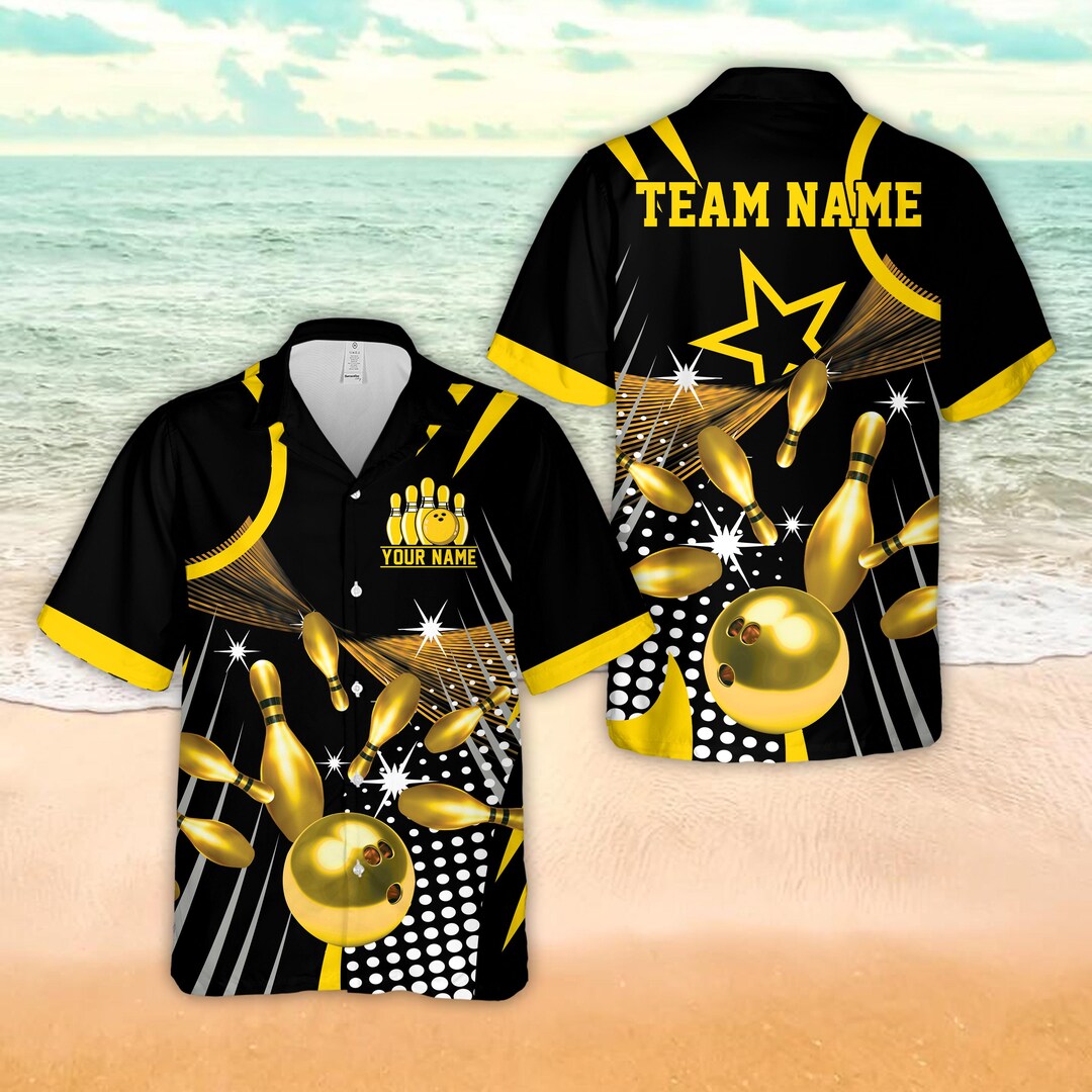 Personalized Name Starburst Dot Pattern Bowling Hawaiian Shirt, Custom ...