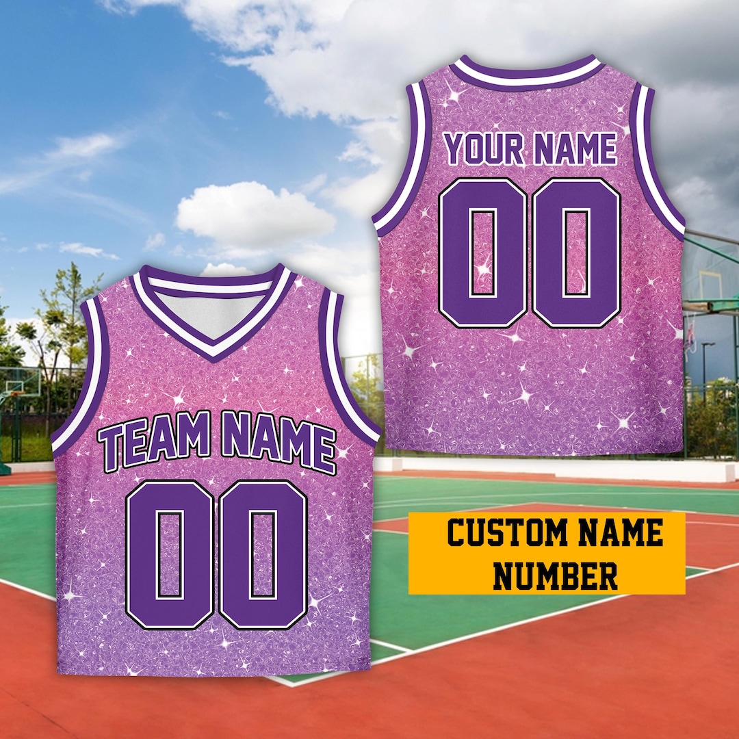 Personalized Sparkling Basketball Jersey, Custom Faux Glitter ...