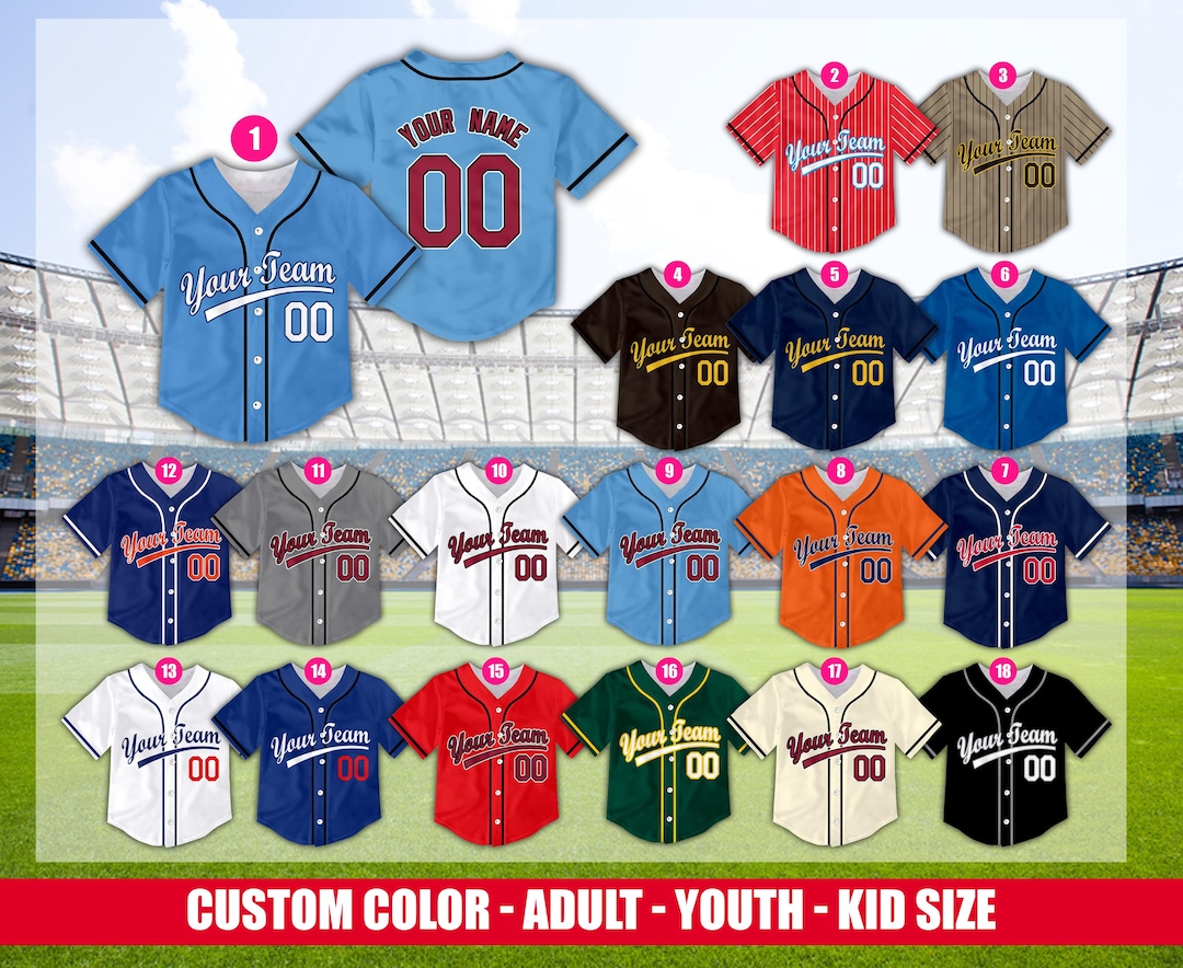 Personalized Name Baseball Jersey for Baseball Fans, Custom Color Kid ...